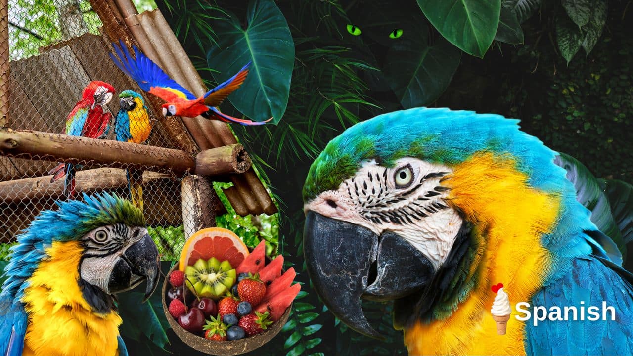 Rainforest parrots - Ice Cream Spanish